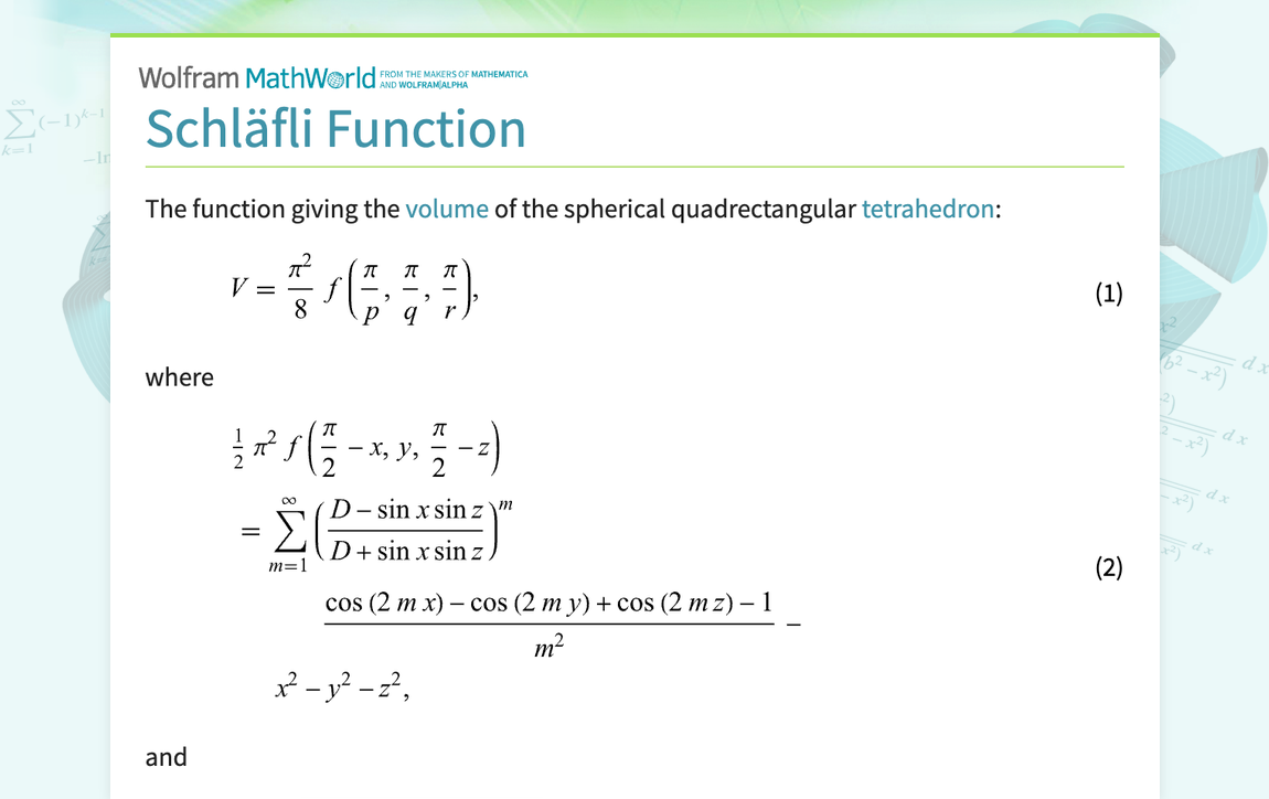 Schläfli Function -- from Wolfram MathWorld
