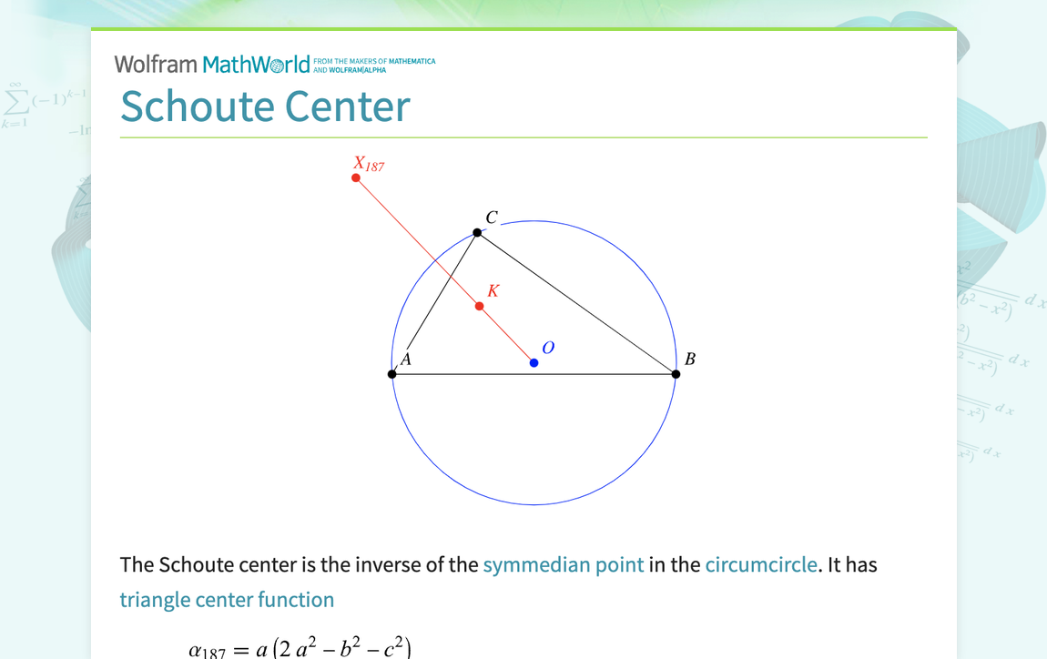 Schoute Center -- from Wolfram MathWorld