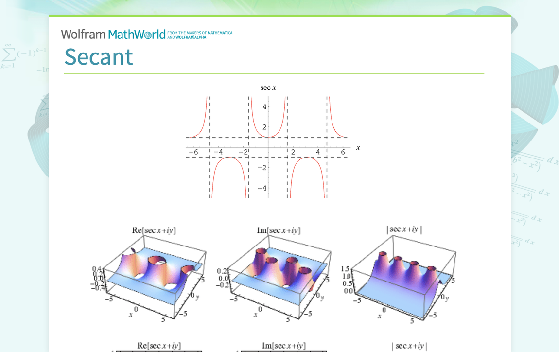 Secant -- from Wolfram MathWorld
