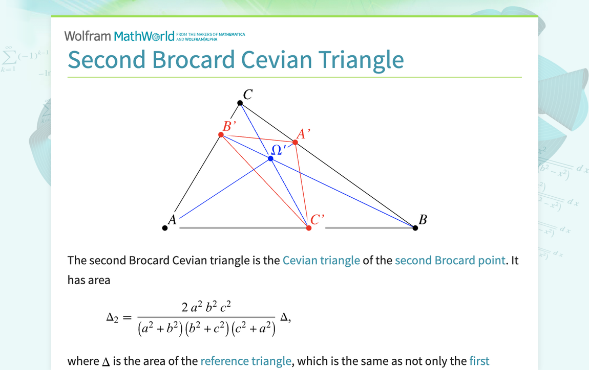 Second Brocard Cevian Triangle -- from Wolfram MathWorld