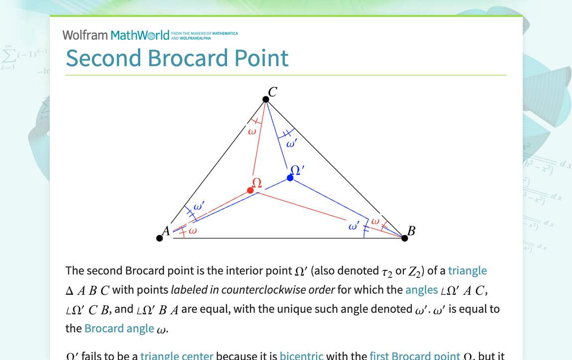 Second Brocard Point -- from Wolfram MathWorld
