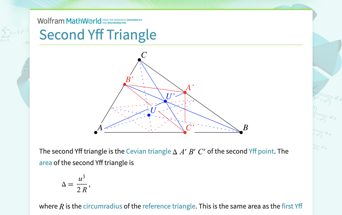 Second Yff Triangle -- from Wolfram MathWorld