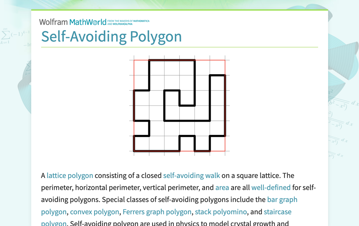 Self-Avoiding Polygon -- from Wolfram MathWorld