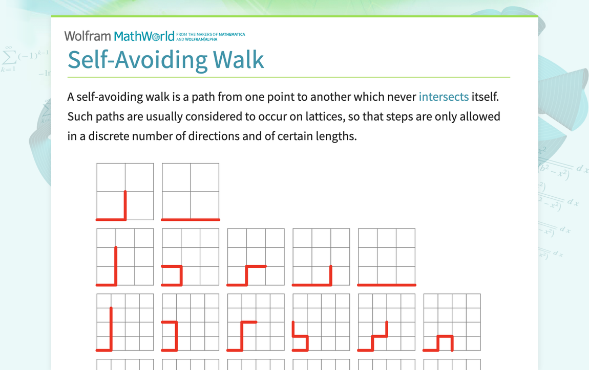 Self-Avoiding Walk -- from Wolfram MathWorld
