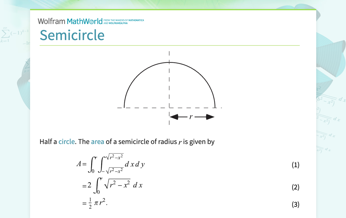 Semicircle -- from Wolfram MathWorld