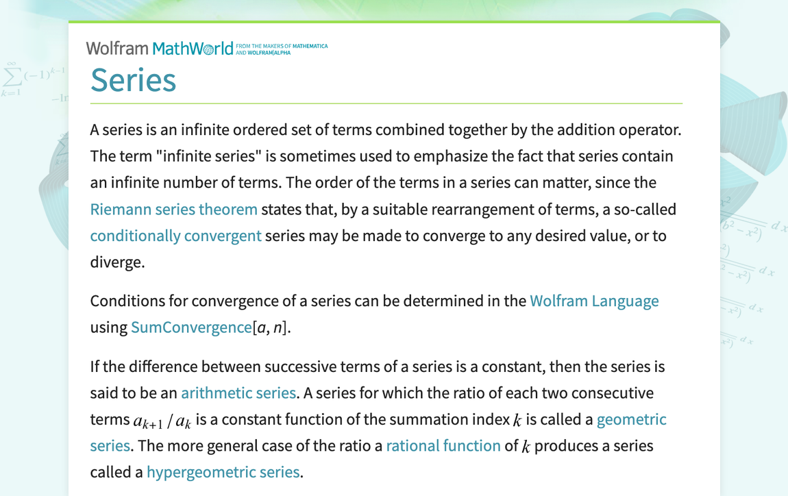 Series -- from Wolfram MathWorld