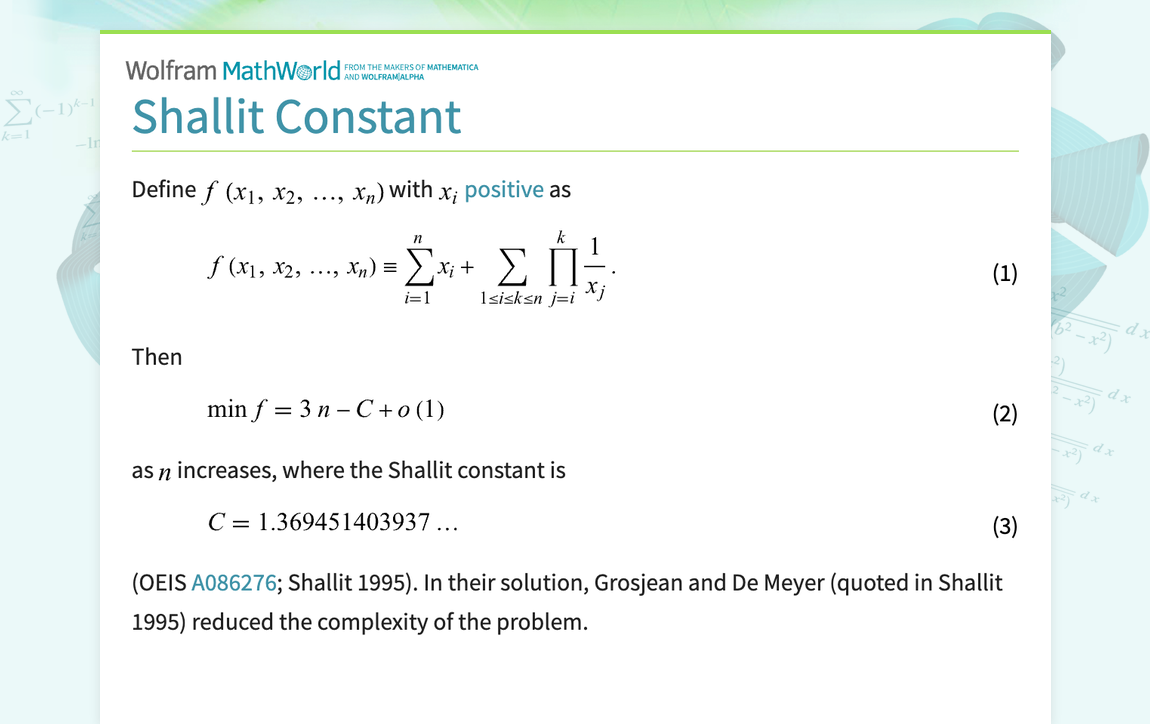 Shallit Constant -- from Wolfram MathWorld