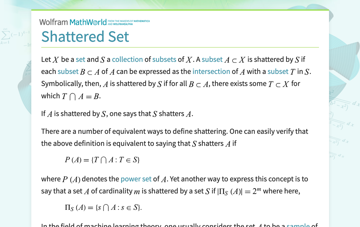 Shattered Set -- from Wolfram MathWorld