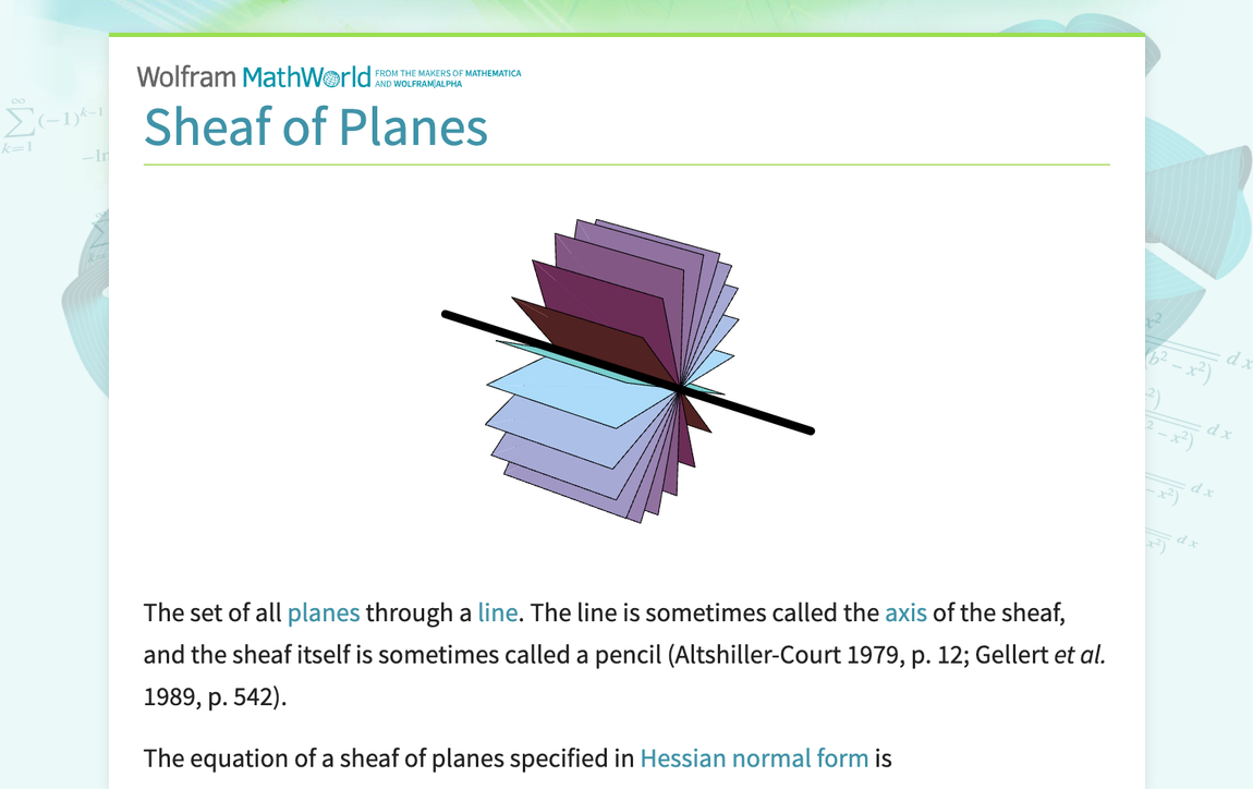 Sheaf of Planes -- from Wolfram MathWorld