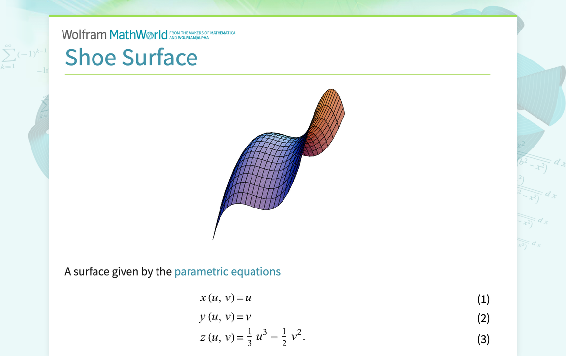 Shoe Surface -- from Wolfram MathWorld