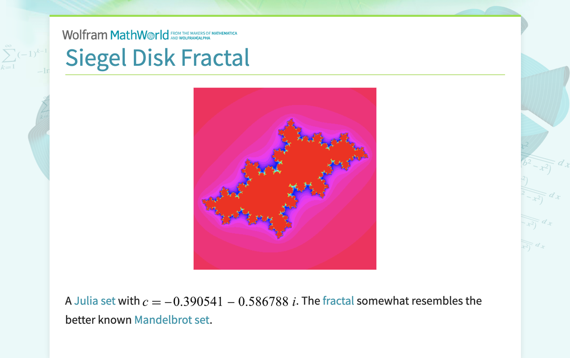 Siegel Disk Fractal From Wolfram Mathworld