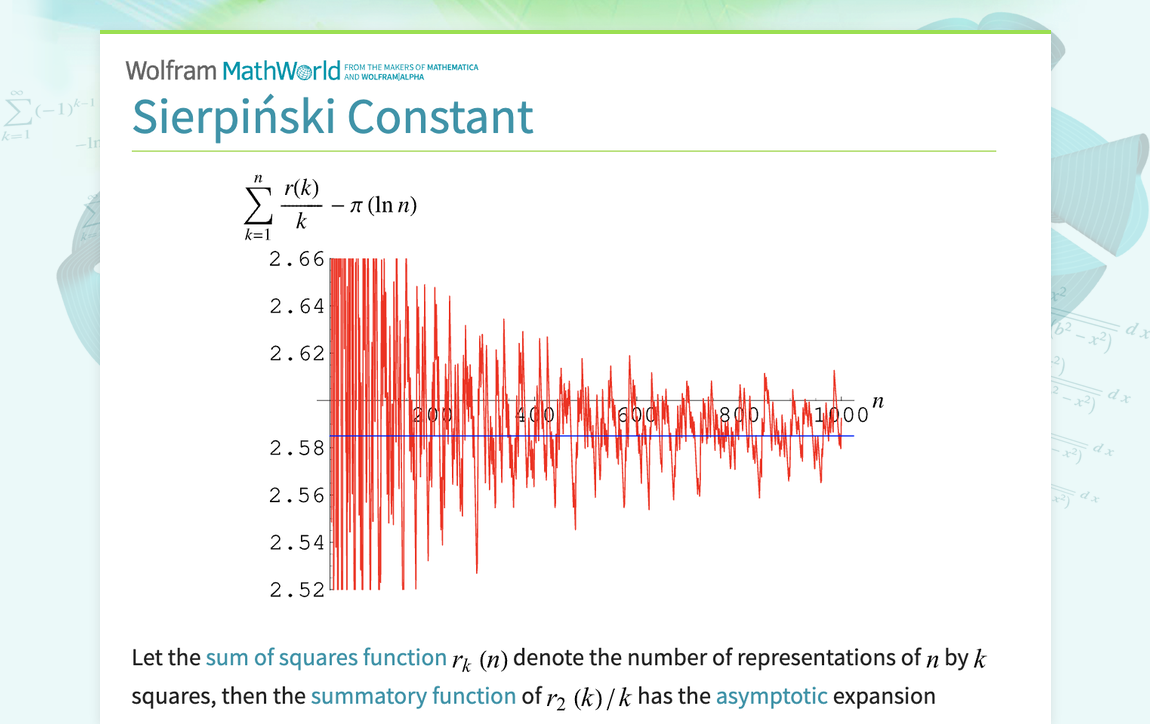 Sierpiński Constant -- from Wolfram MathWorld