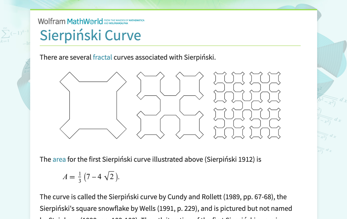 Sierpiński Curve -- from Wolfram MathWorld