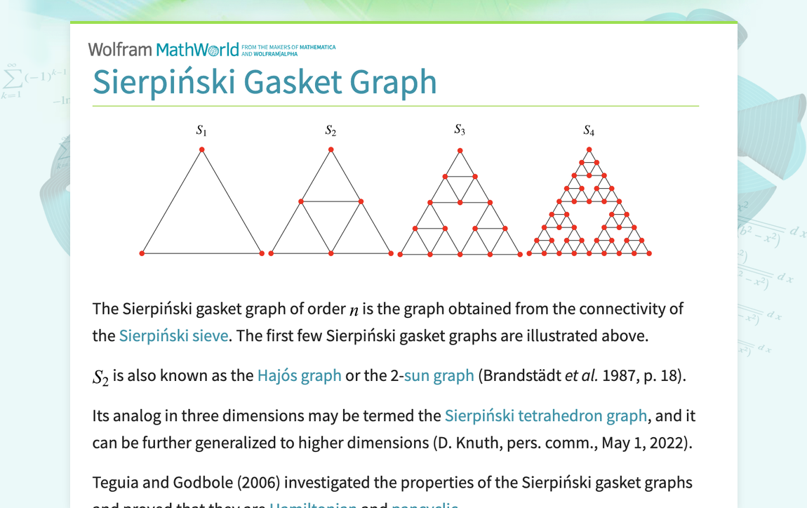 Sierpiński Gasket Graph -- from Wolfram MathWorld