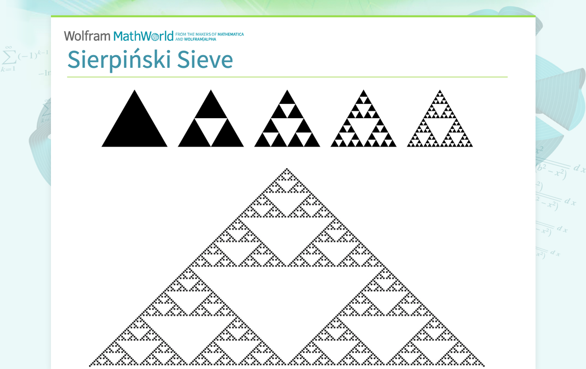 Sierpiński Sieve -- from Wolfram MathWorld