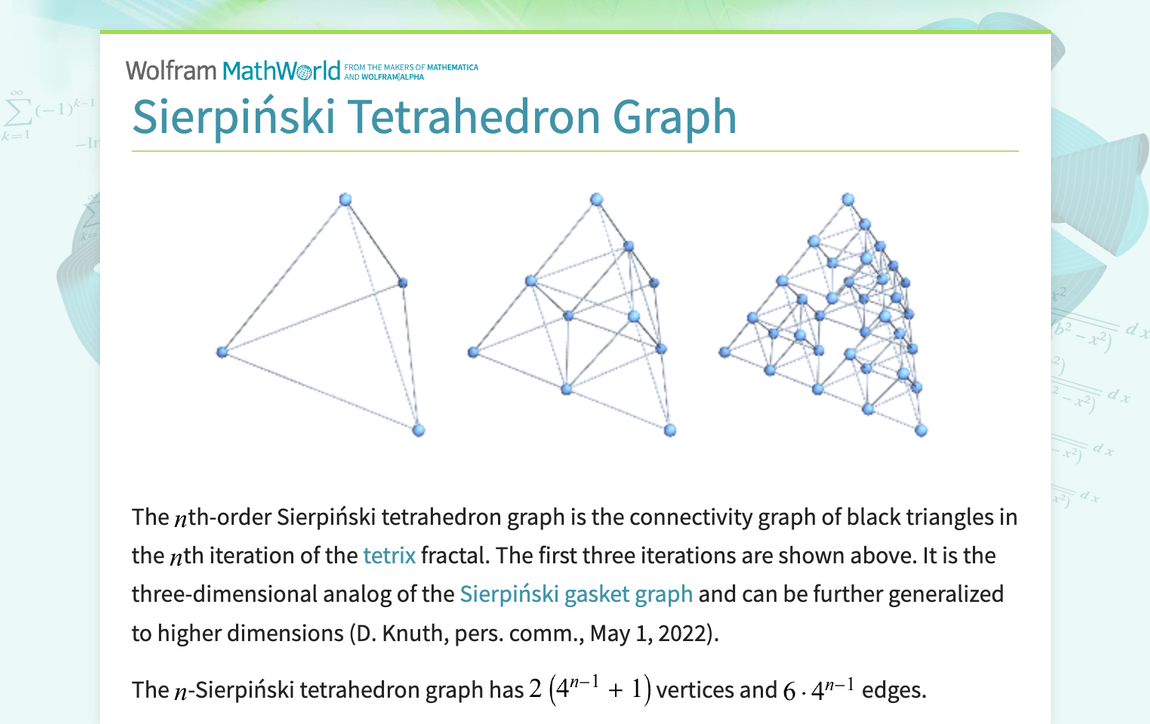 Sierpiński Tetrahedron Graph -- from Wolfram MathWorld