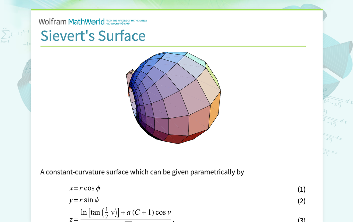 Sievert's Surface -- from Wolfram MathWorld
