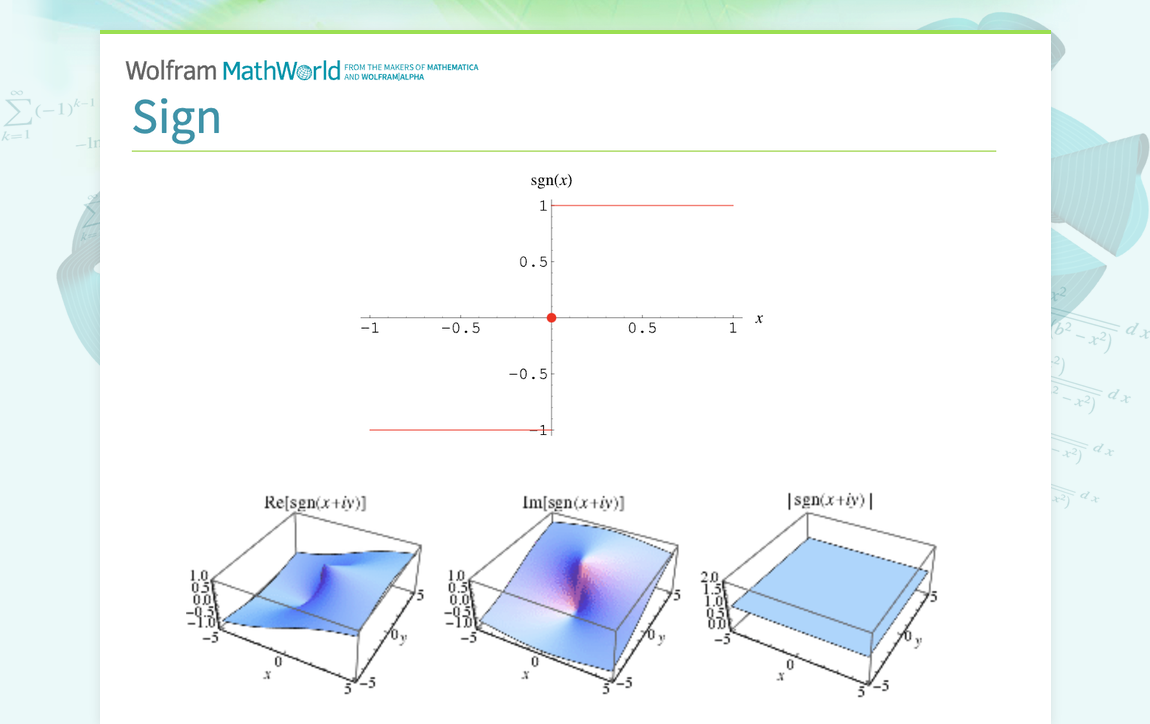 Sign -- from Wolfram MathWorld