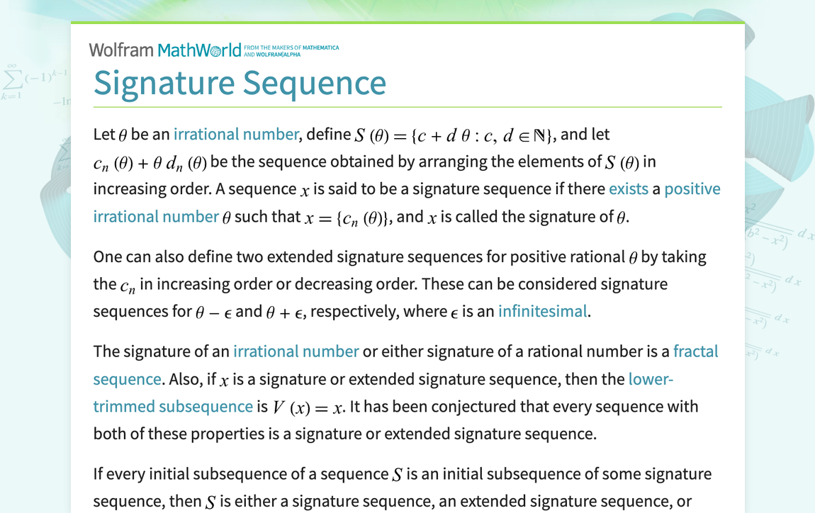 Signature Sequence -- from Wolfram MathWorld