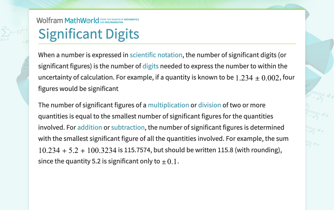 Significant Digits -- from Wolfram MathWorld