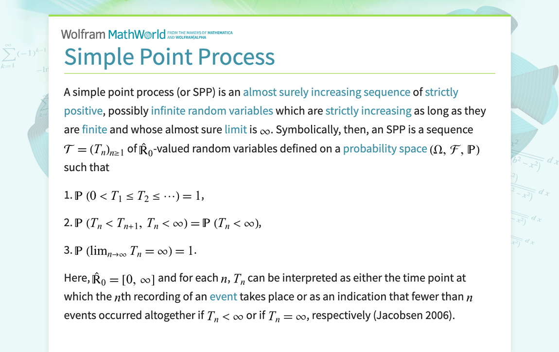 Simple Point Process -- from Wolfram MathWorld