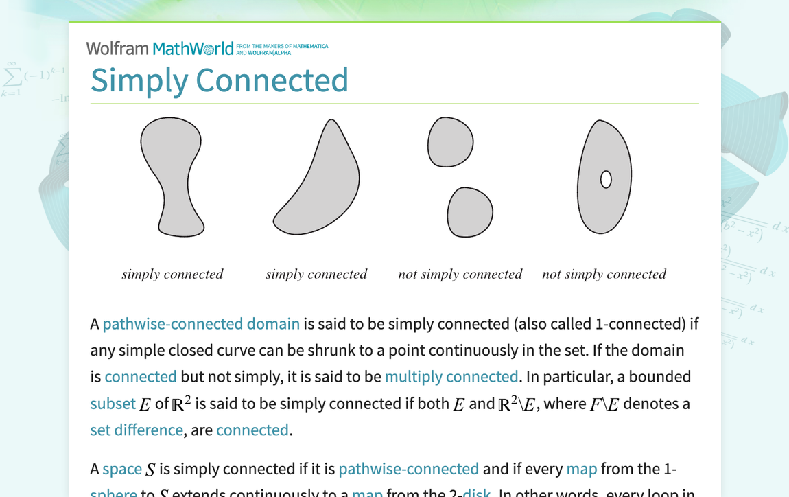 Simply Connected -- from Wolfram MathWorld