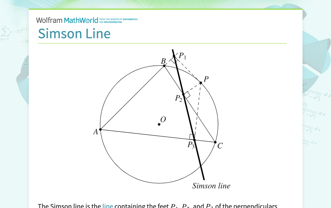 Simson Line -- from Wolfram MathWorld
