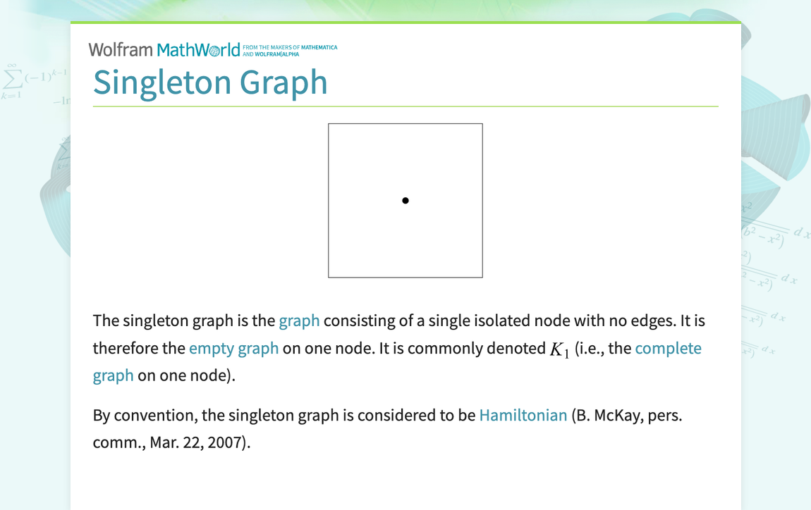 Singleton Graph -- from Wolfram MathWorld