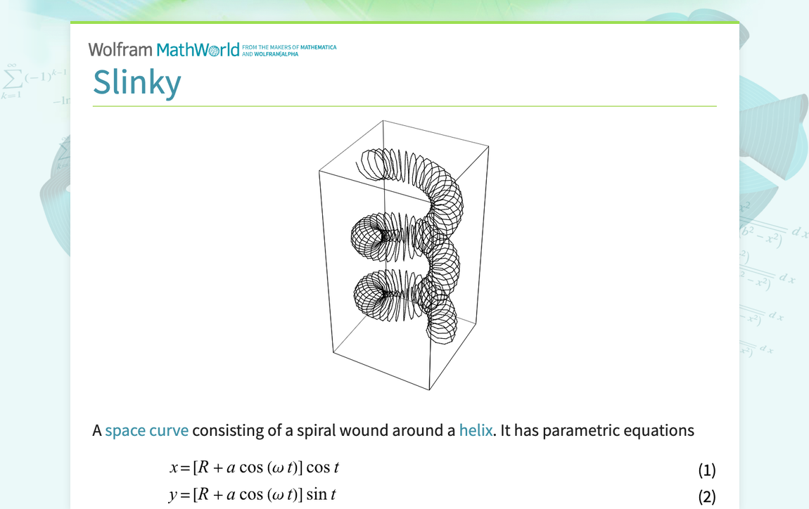 Slinky -- from Wolfram MathWorld