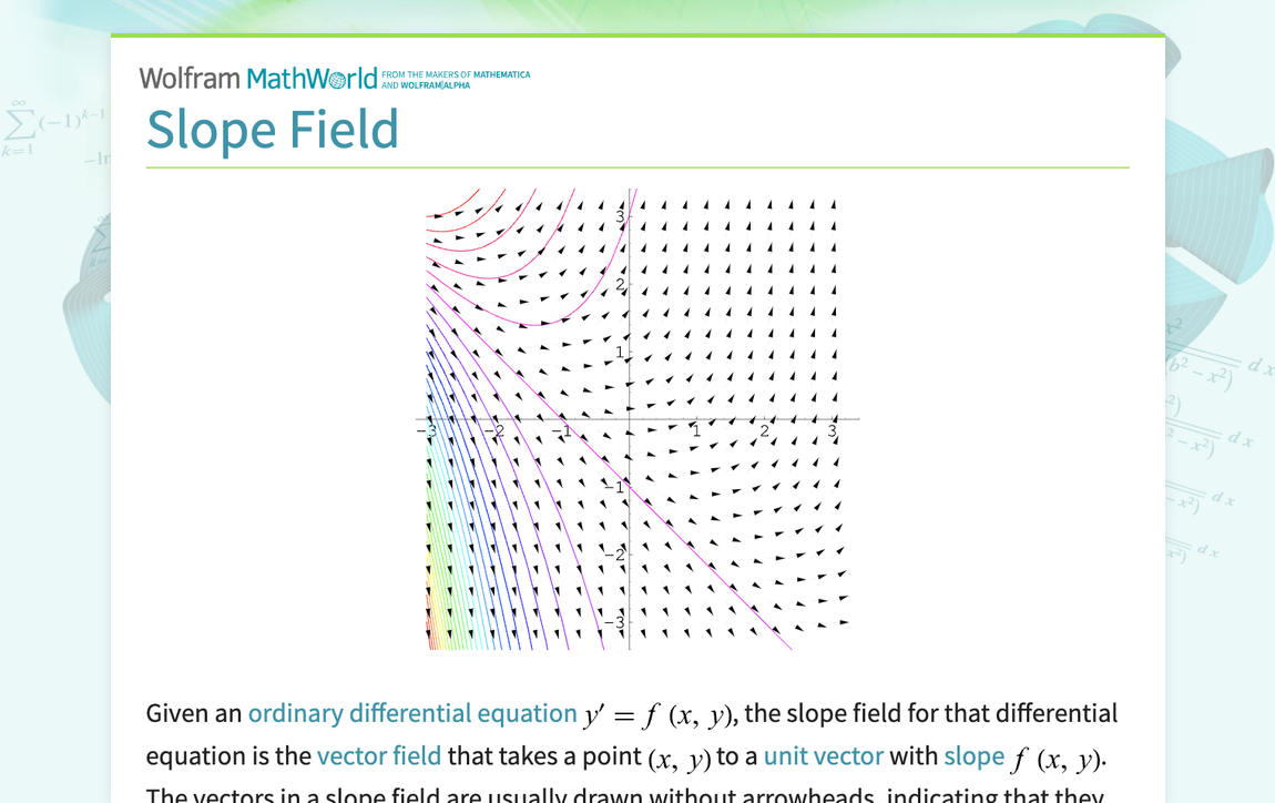 Slope Field -- from Wolfram MathWorld