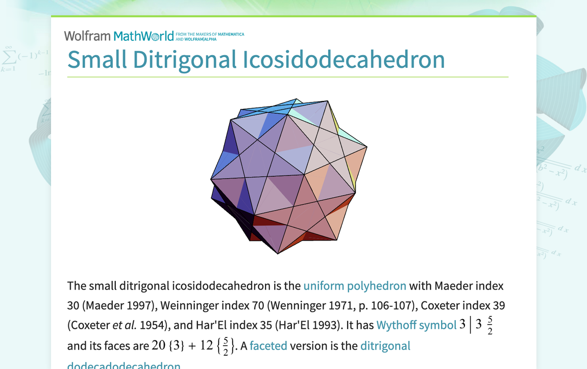 Small Ditrigonal Icosidodecahedron -- from Wolfram MathWorld