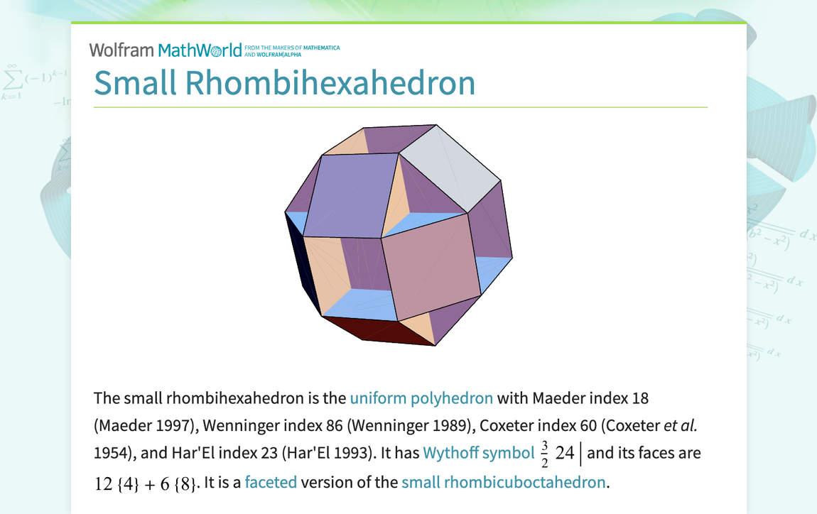 Small Rhombihexahedron -- from Wolfram MathWorld