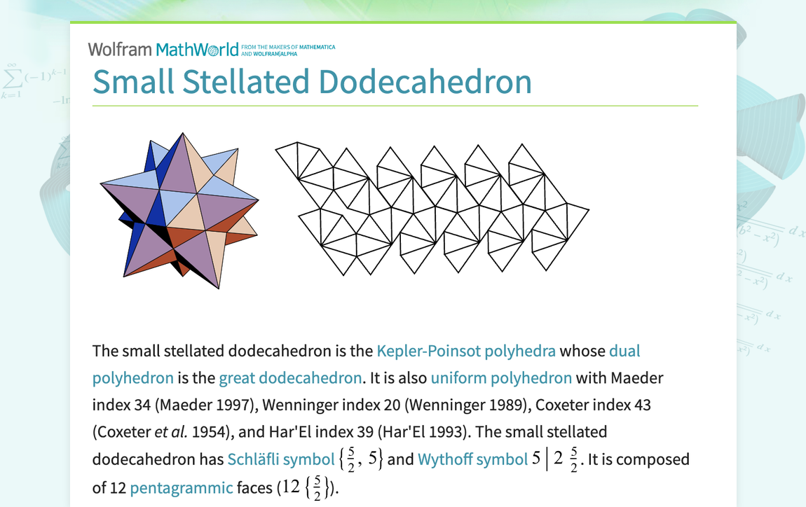 Small Stellated Dodecahedron -- from Wolfram MathWorld