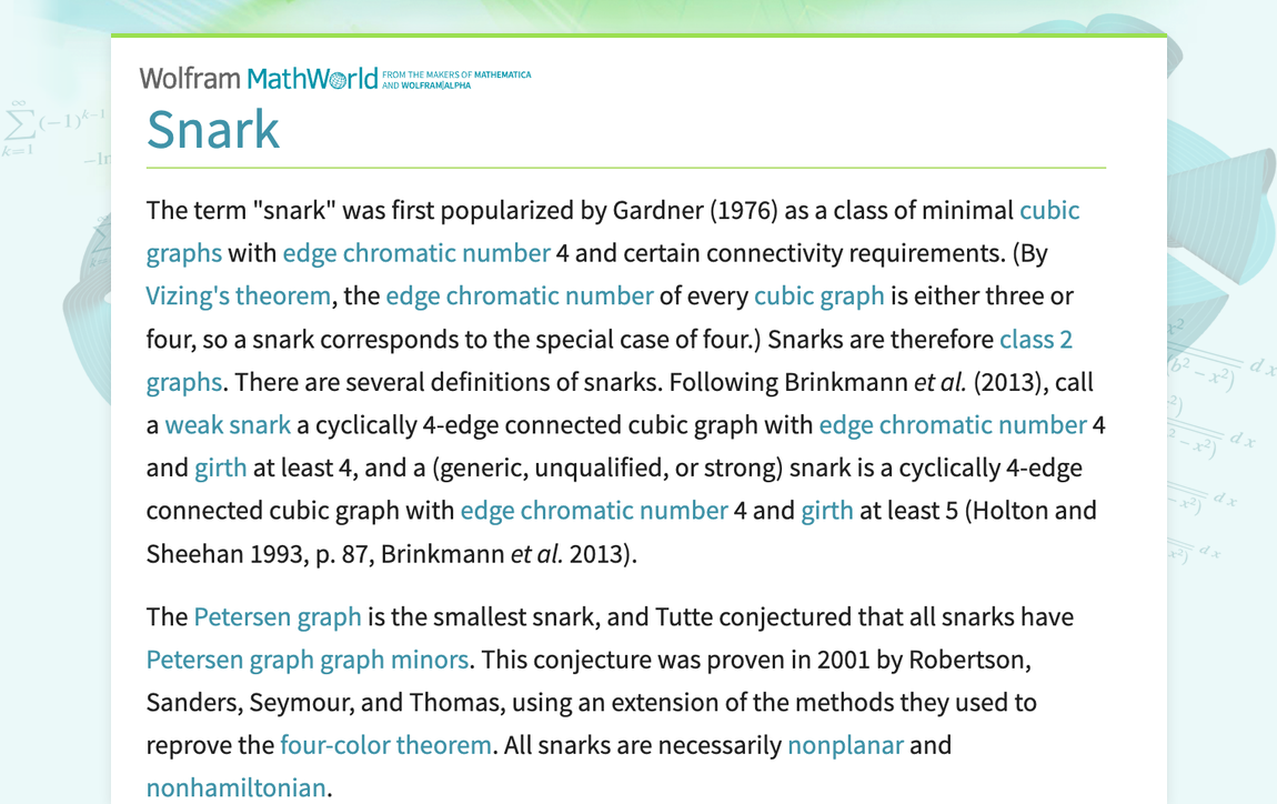 Snark -- from Wolfram MathWorld