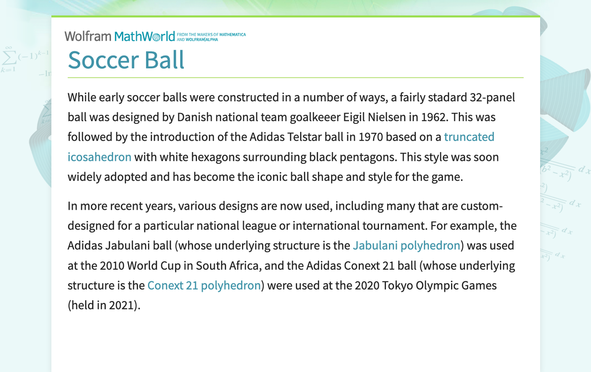 Soccer Ball -- from Wolfram MathWorld