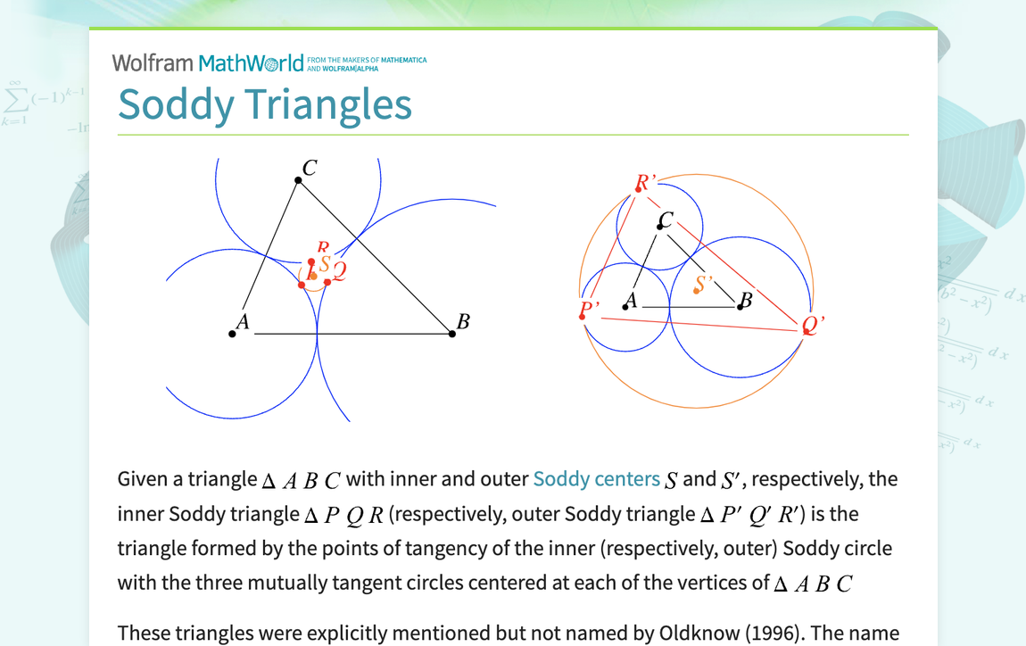 Soddy Triangles -- from Wolfram MathWorld