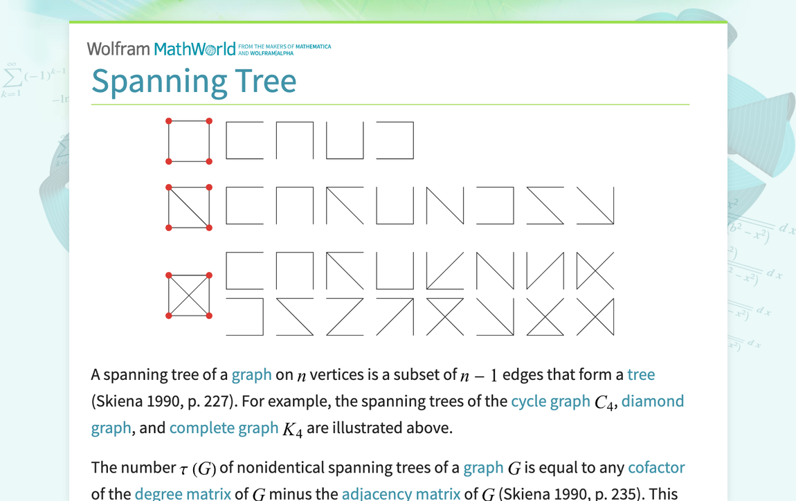 Spanning Tree -- from Wolfram MathWorld