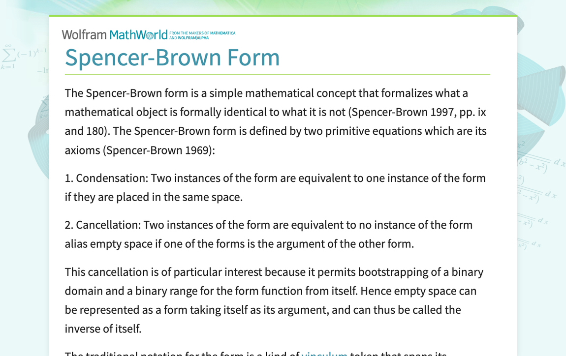 Spencer-Brown Form -- from Wolfram MathWorld