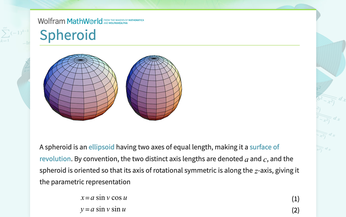 Spheroid -- from Wolfram MathWorld