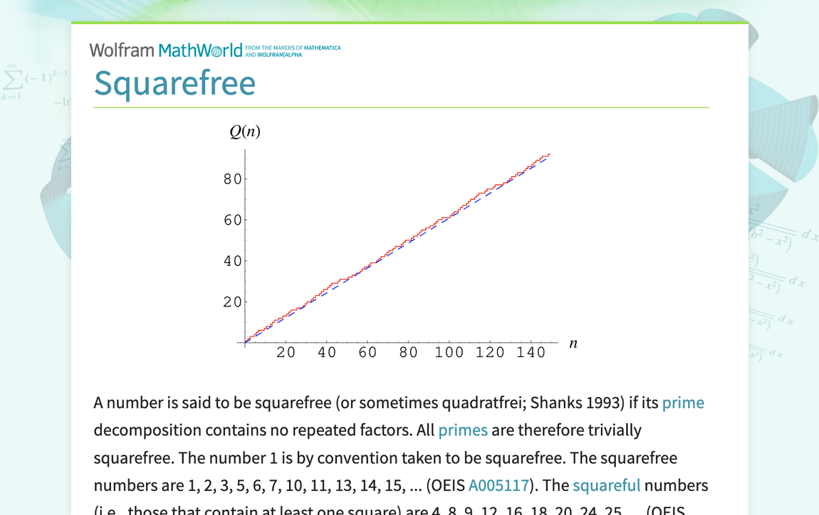 Squarefree -- from Wolfram MathWorld