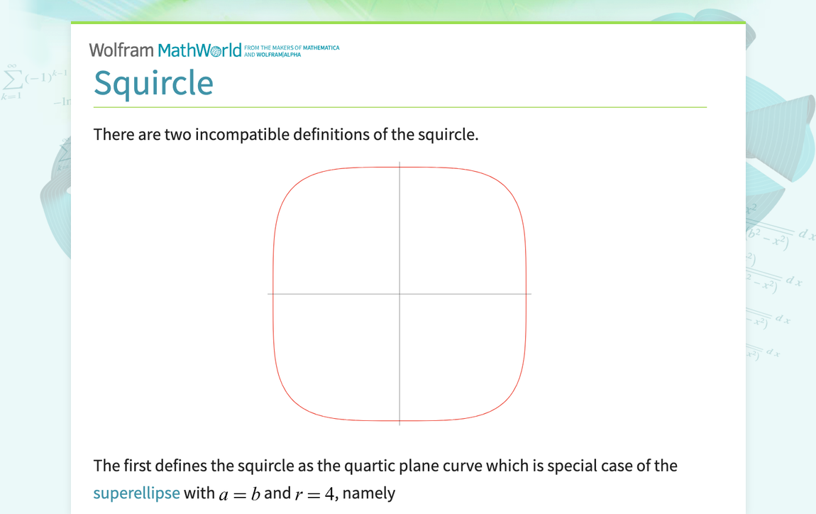 Squircle -- from Wolfram MathWorld