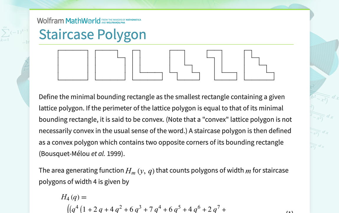 Staircase Polygon -- from Wolfram MathWorld