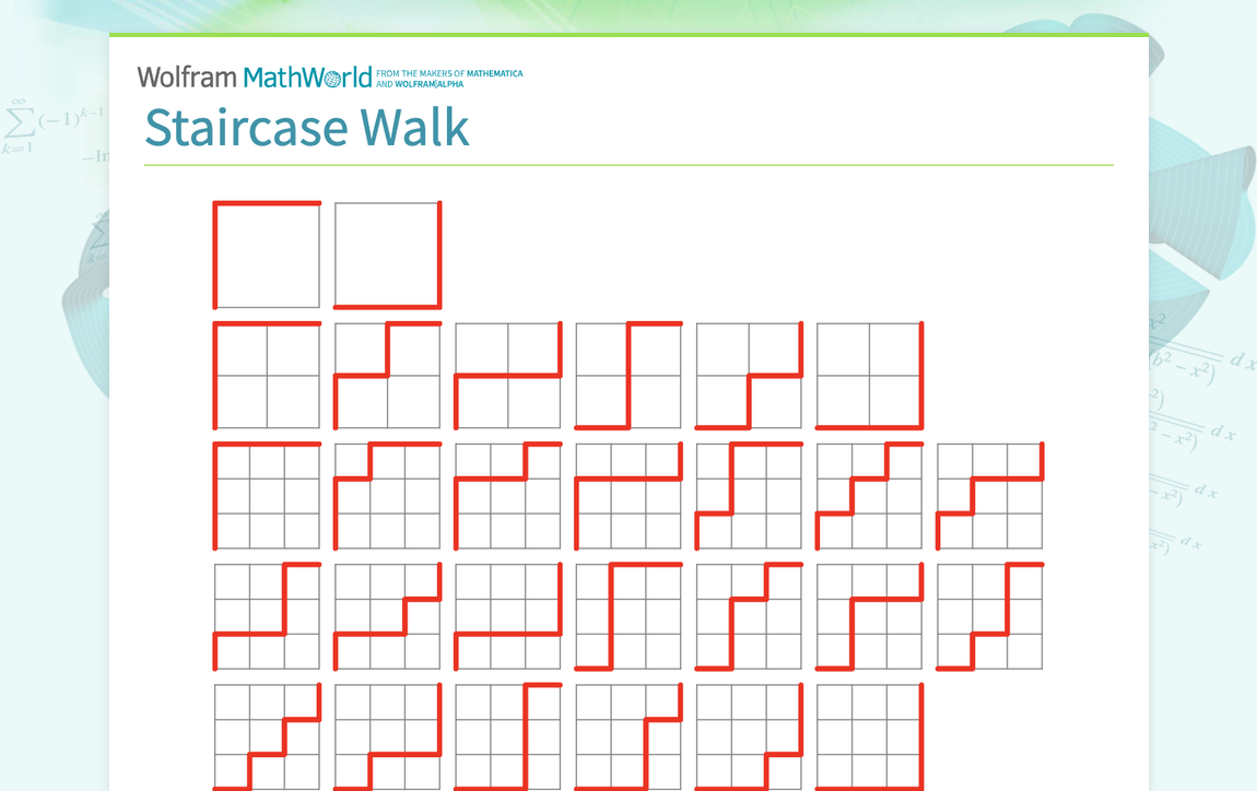 Staircase Walk -- from Wolfram MathWorld