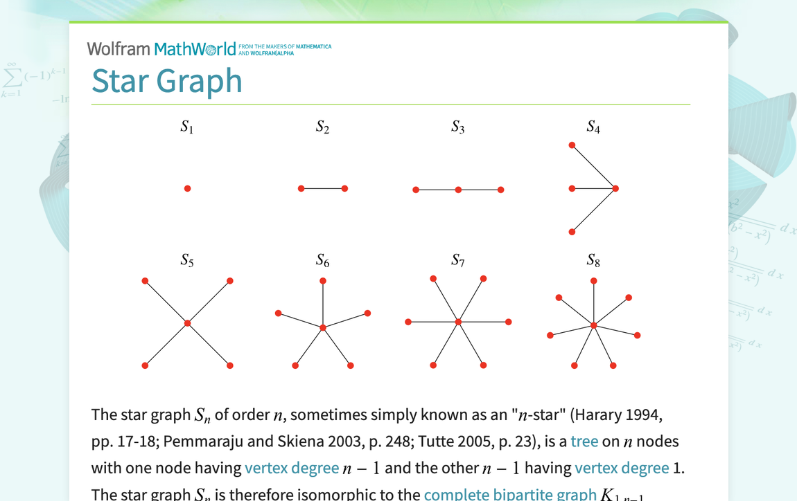 Star Graph -- from Wolfram MathWorld