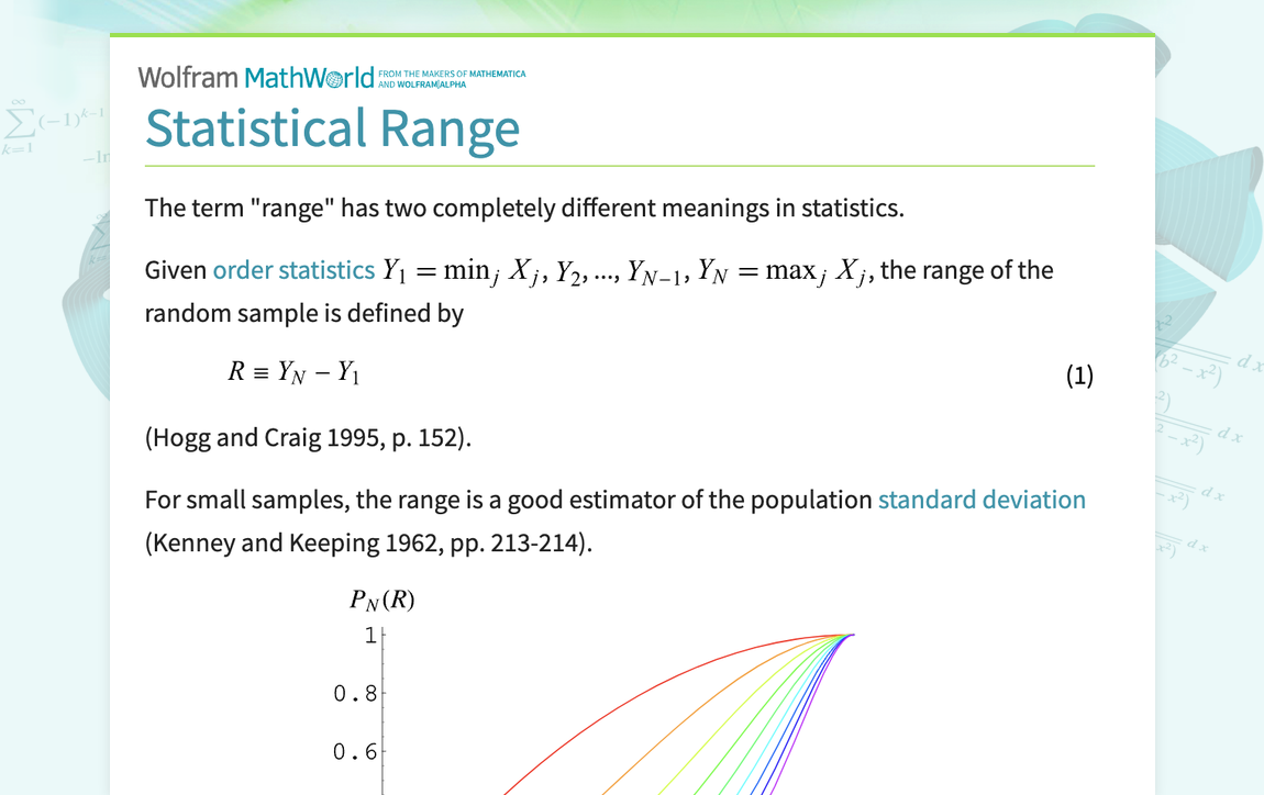 Statistical Range -- from Wolfram MathWorld