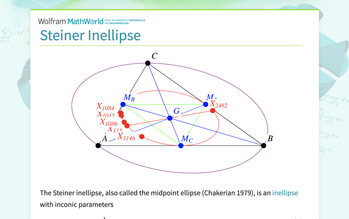 Steiner Inellipse -- from Wolfram MathWorld