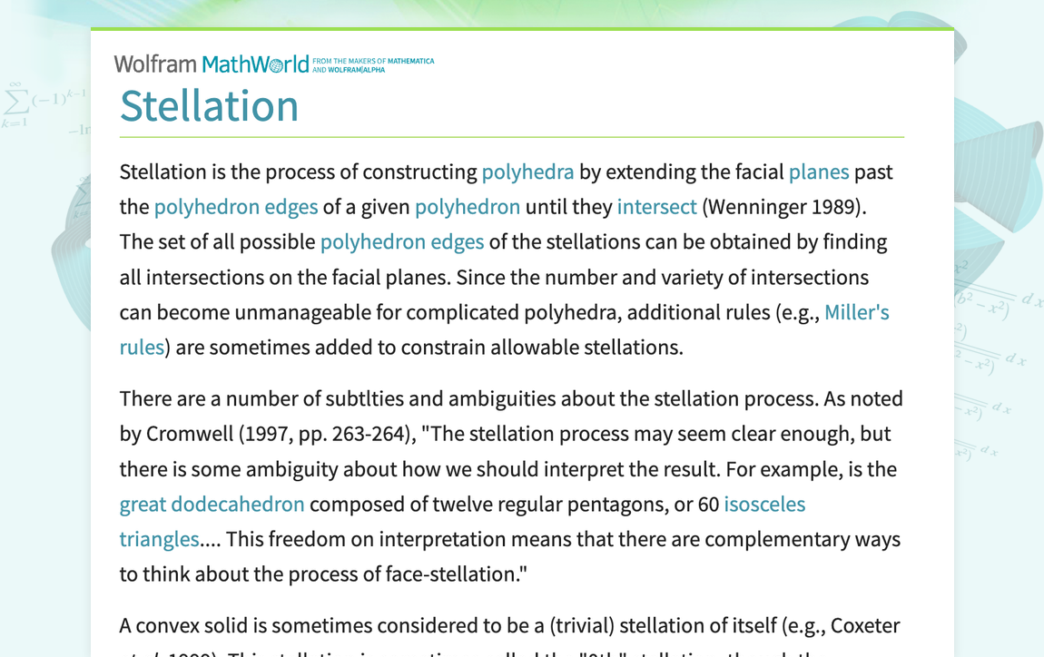 Stellation -- from Wolfram MathWorld