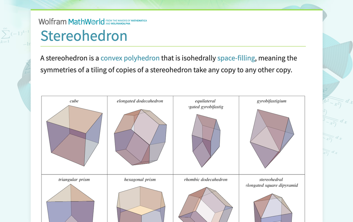 Stereohedron -- from Wolfram MathWorld