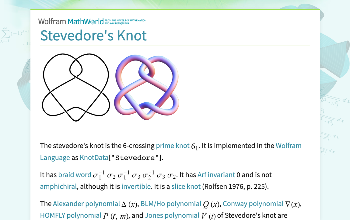 Stevedore's Knot -- from Wolfram MathWorld