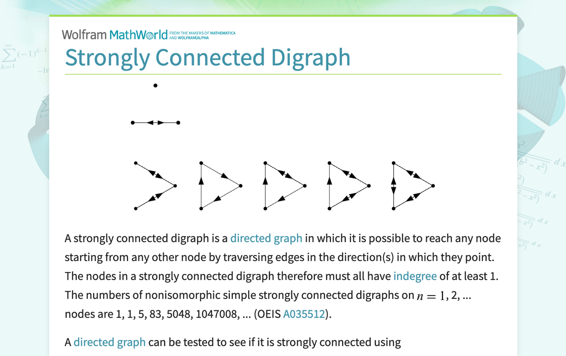 Strongly Connected Digraph -- from Wolfram MathWorld